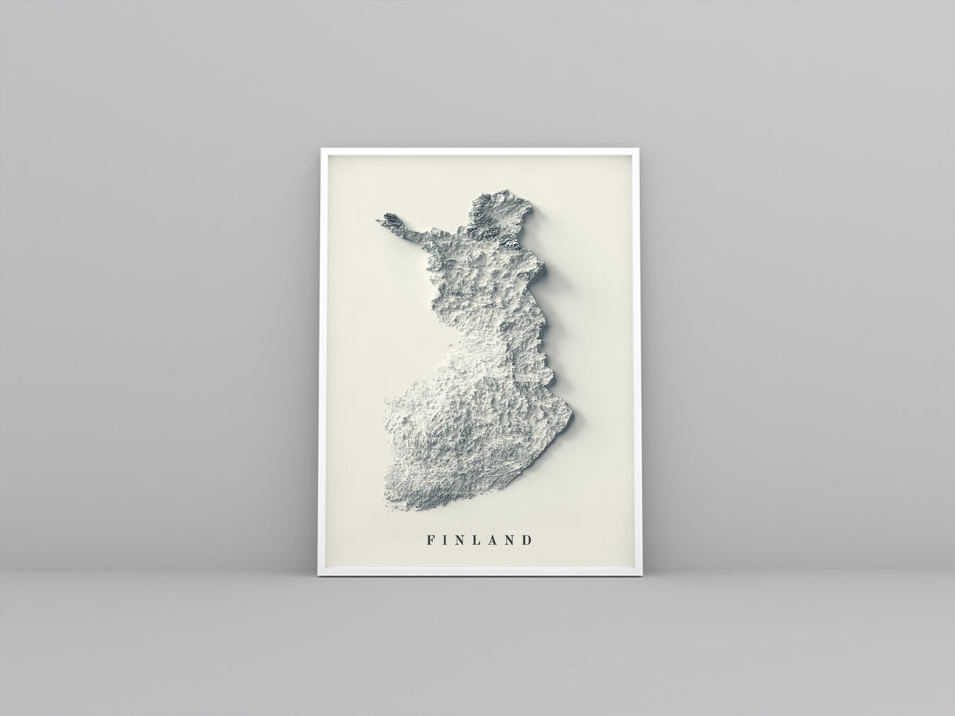 Finland Shaded Relief Map | Minimalist Topographic Wall Decor – Think ...
