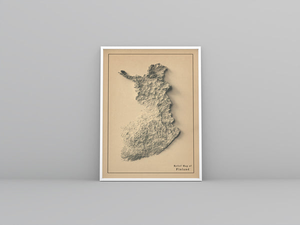 Finland Shaded Relief Map | Minimalist Topographic Wall Decor – Think ...