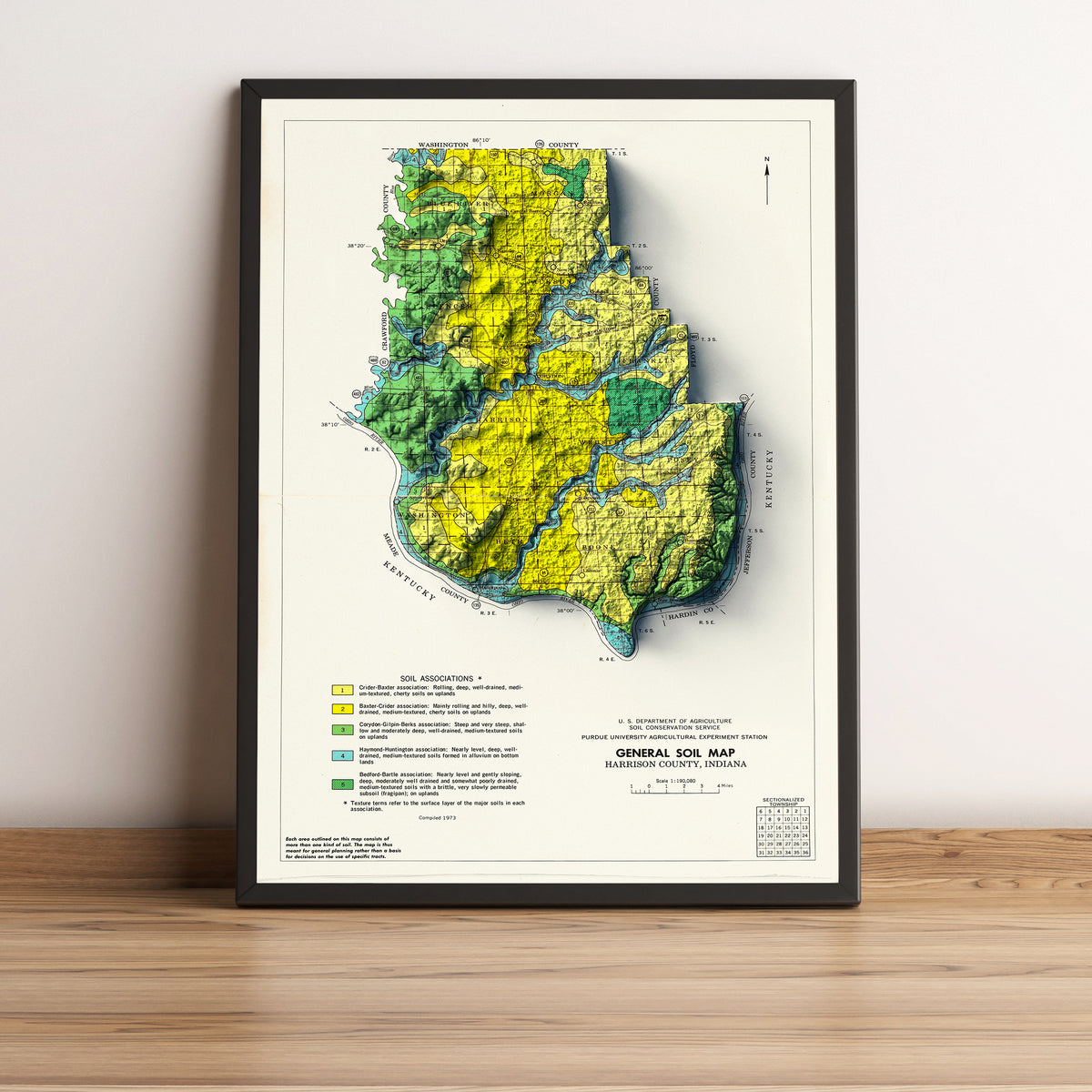 Harrison County, Indiana 2D Relief Map – Think About Maps