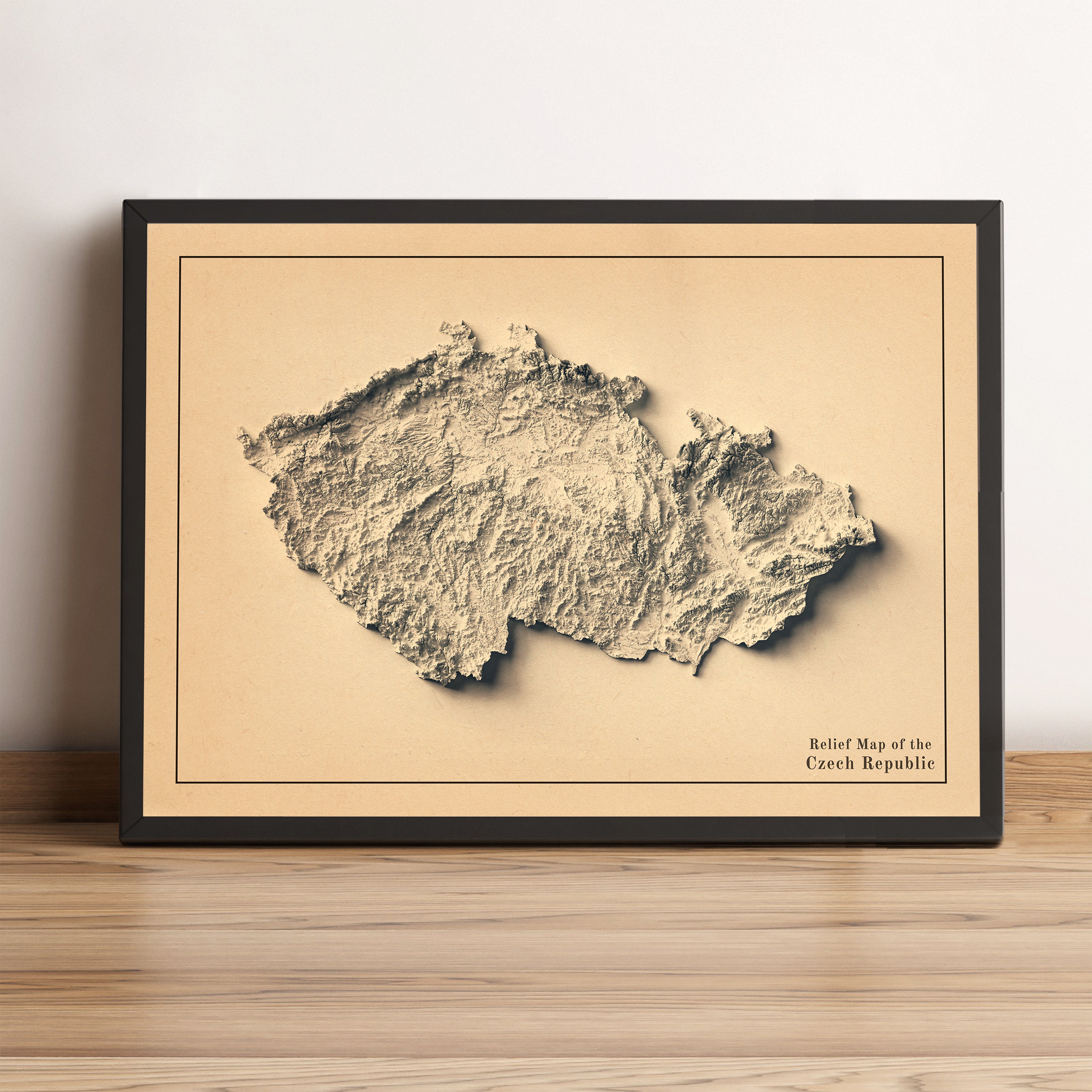 Czech Republic Shaded Relief Map | Minimalist Topographic Wall Art ...