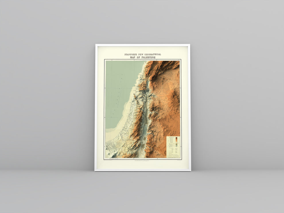 Palestine Shaded Relief Map | Vintage Elevation Map Based on 1906 Orig ...
