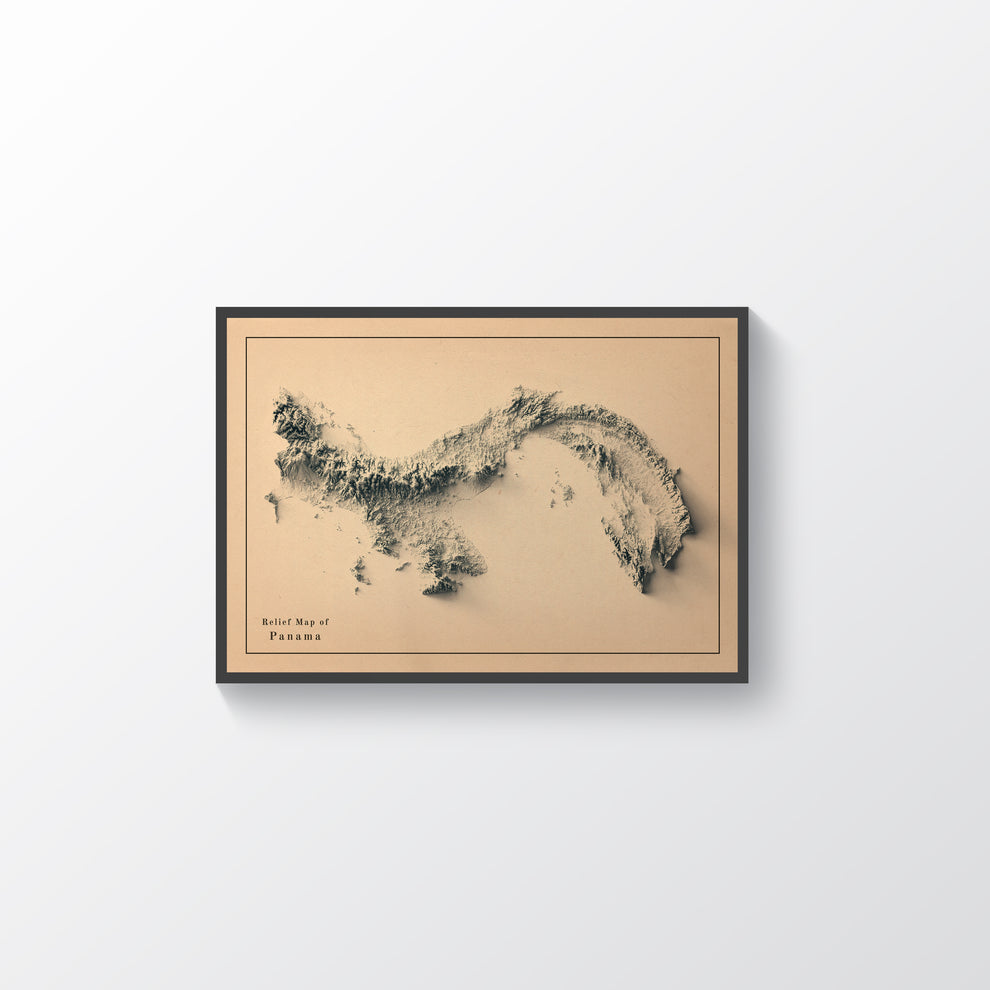 Panama Shaded Relief Map | Minimalist Topographic Wall Decor – Think ...